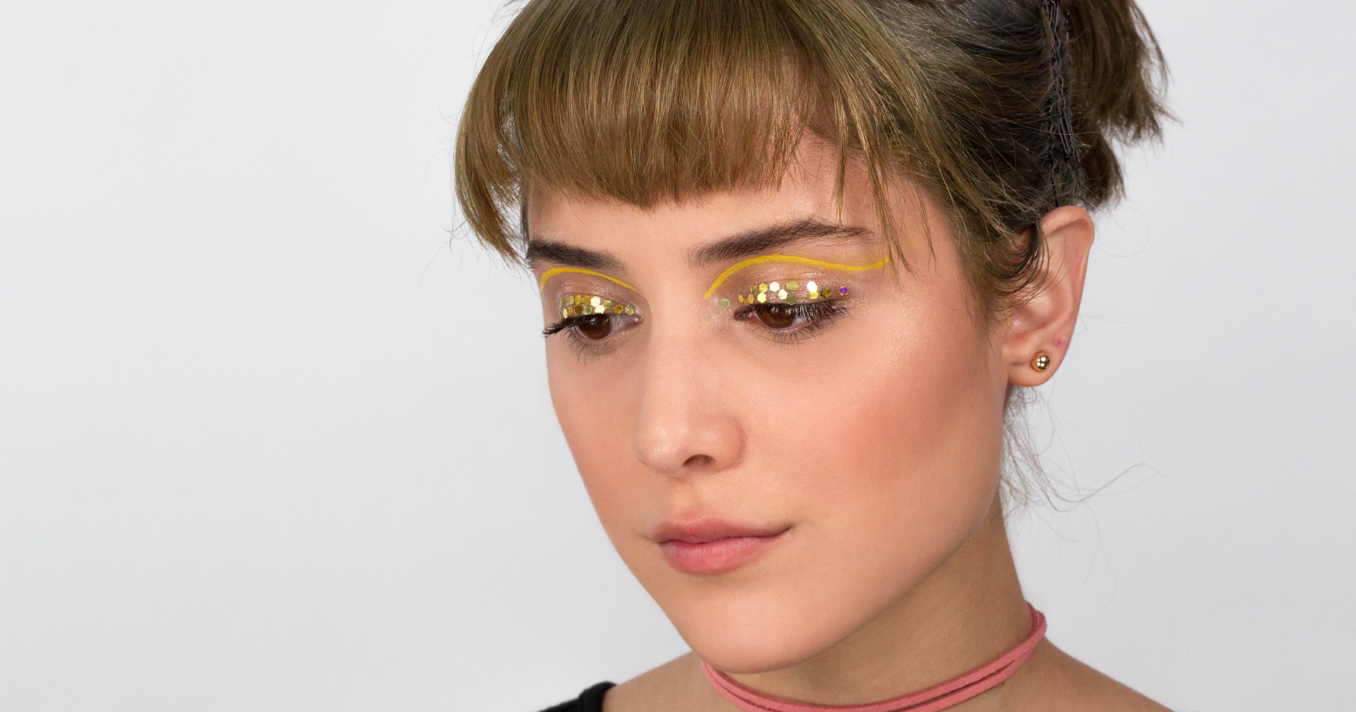 Gold Glitter Eye Makeup Festival Look Tutorial