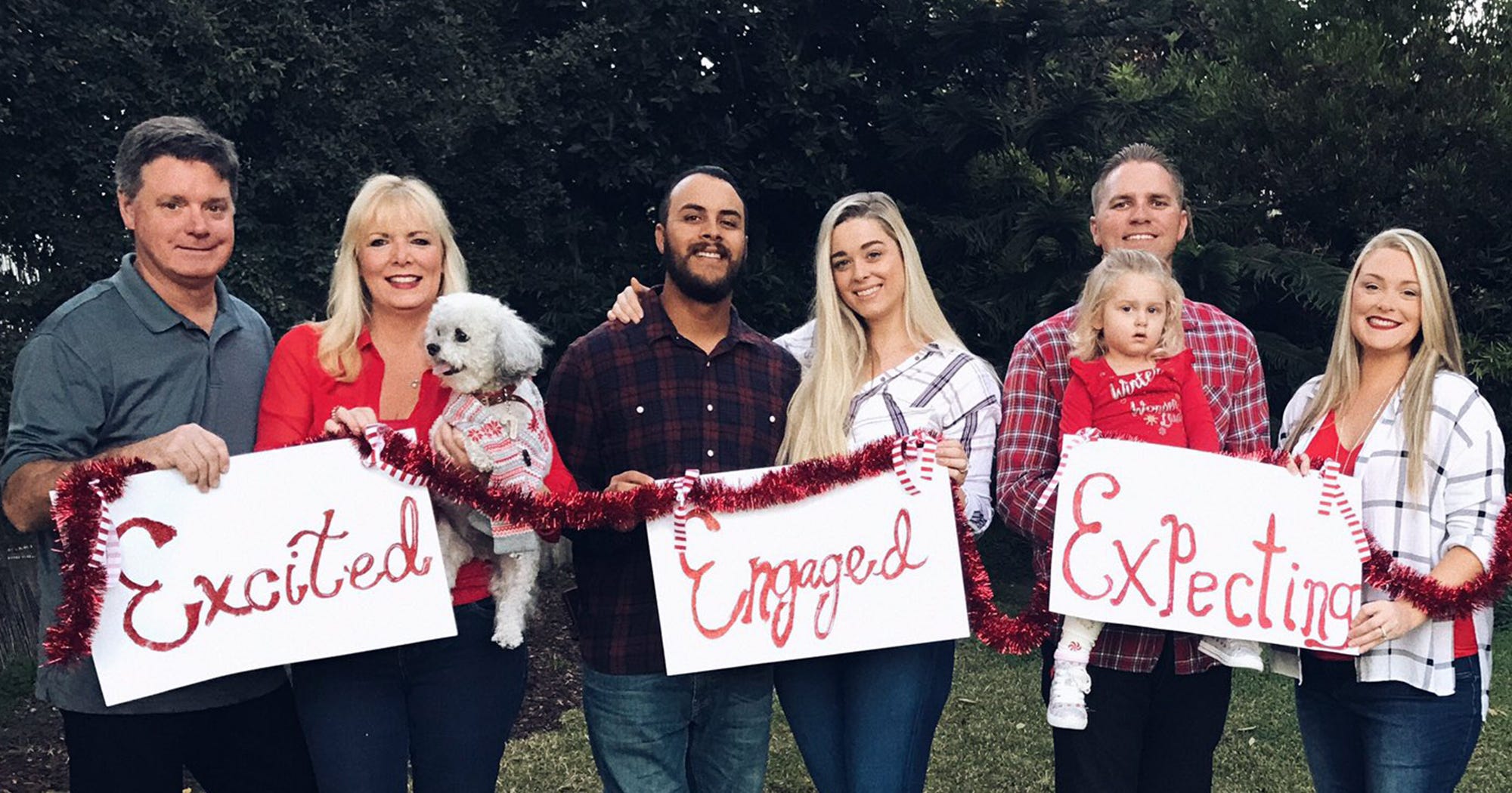 Family Christmas Card Viral Engaged Expecting Single