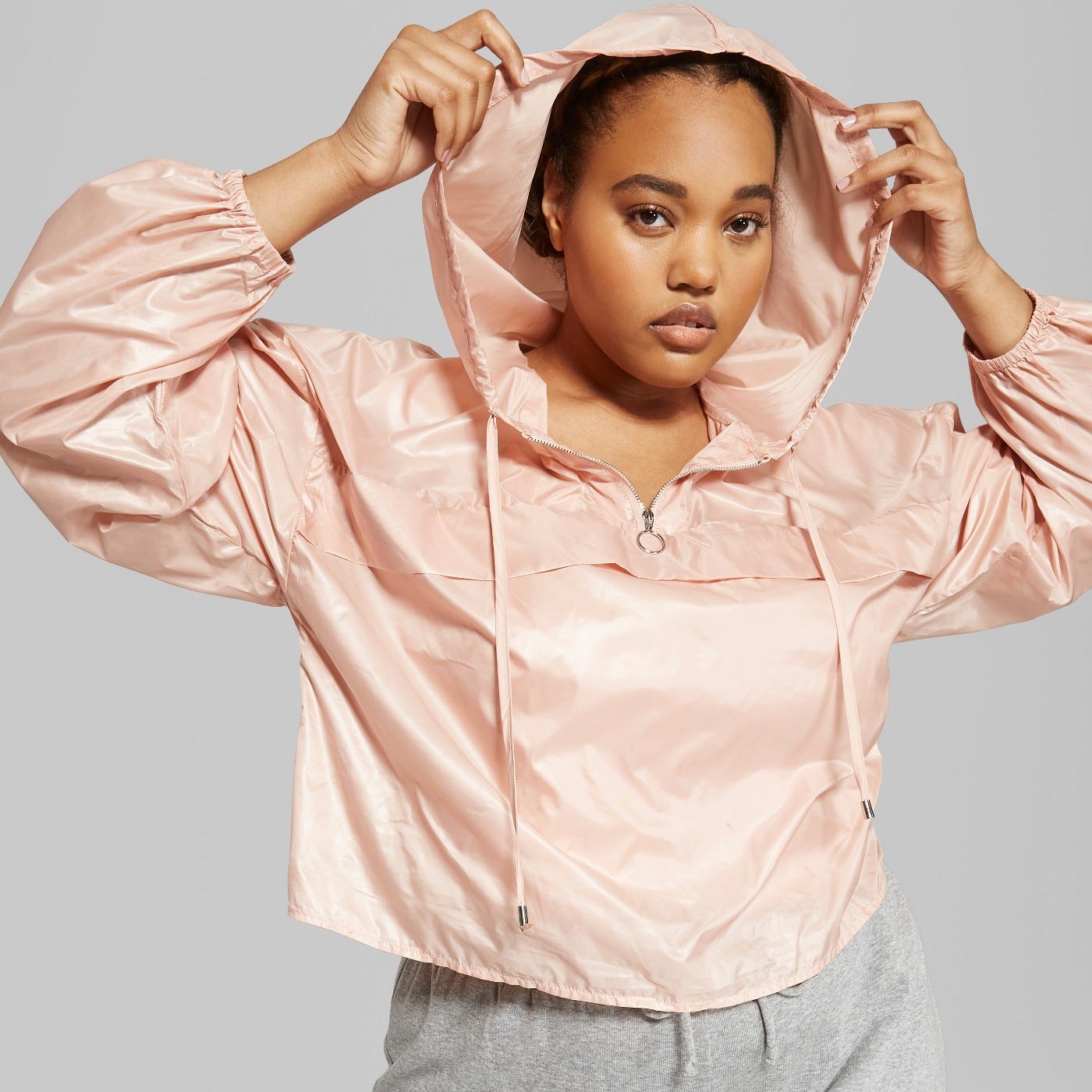 Wild Fable + Plus Size Long Sleeve Half-zip Windbreaker Jacket