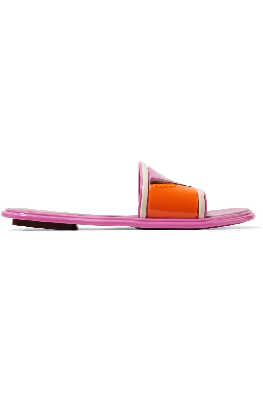 Prada + Color-Block Rubber and Leather Slides