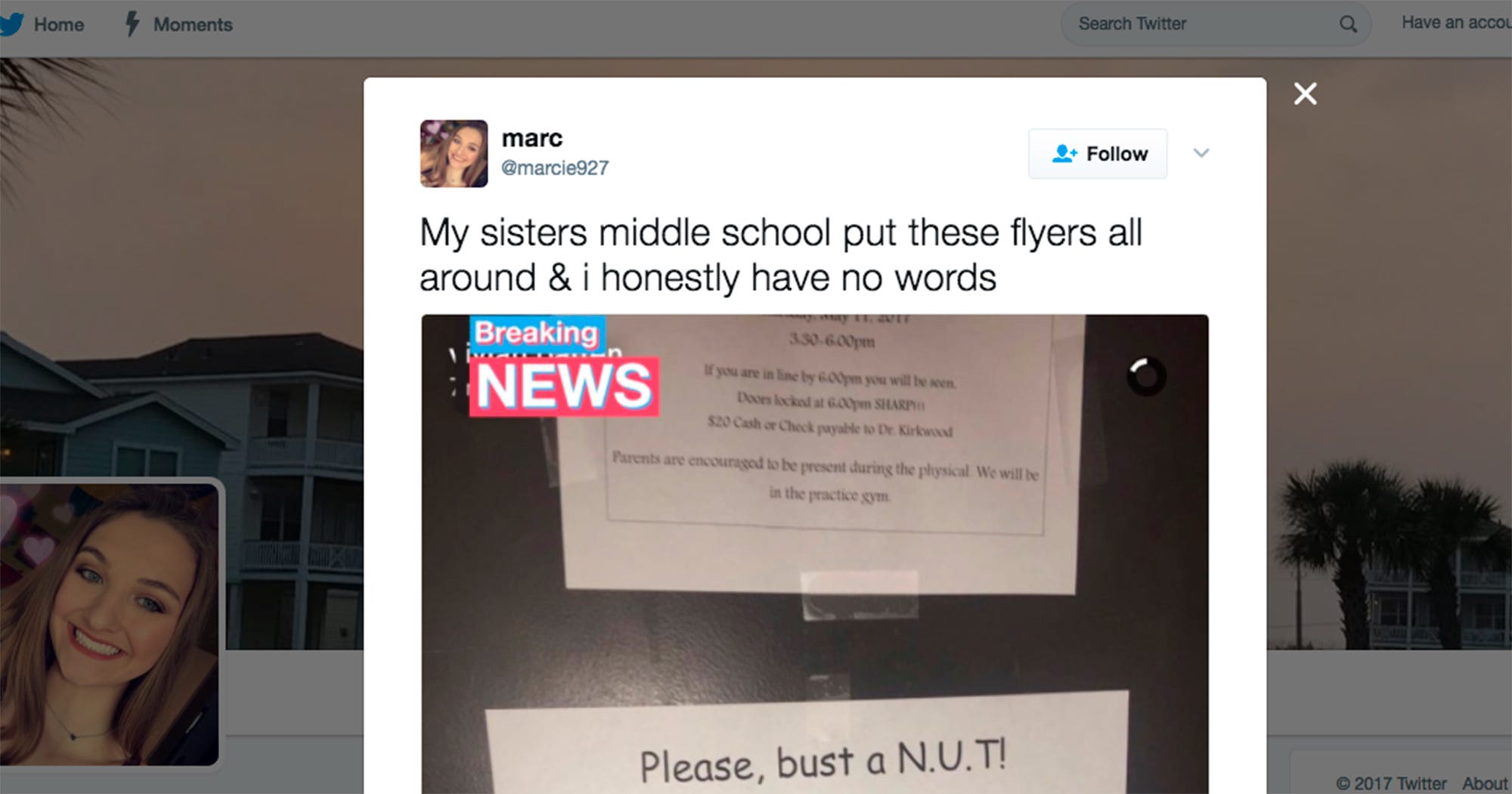 Funny Bust A Nut Sign Middle School Twitter Reacts