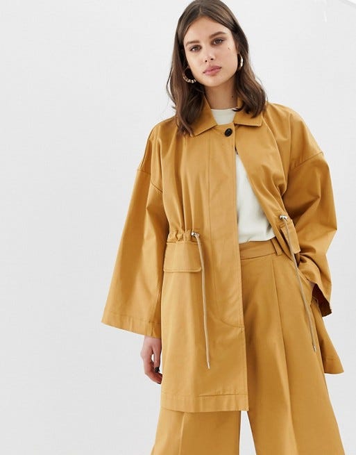 Kings Of Indigo + Rain Mac With Waist Detail