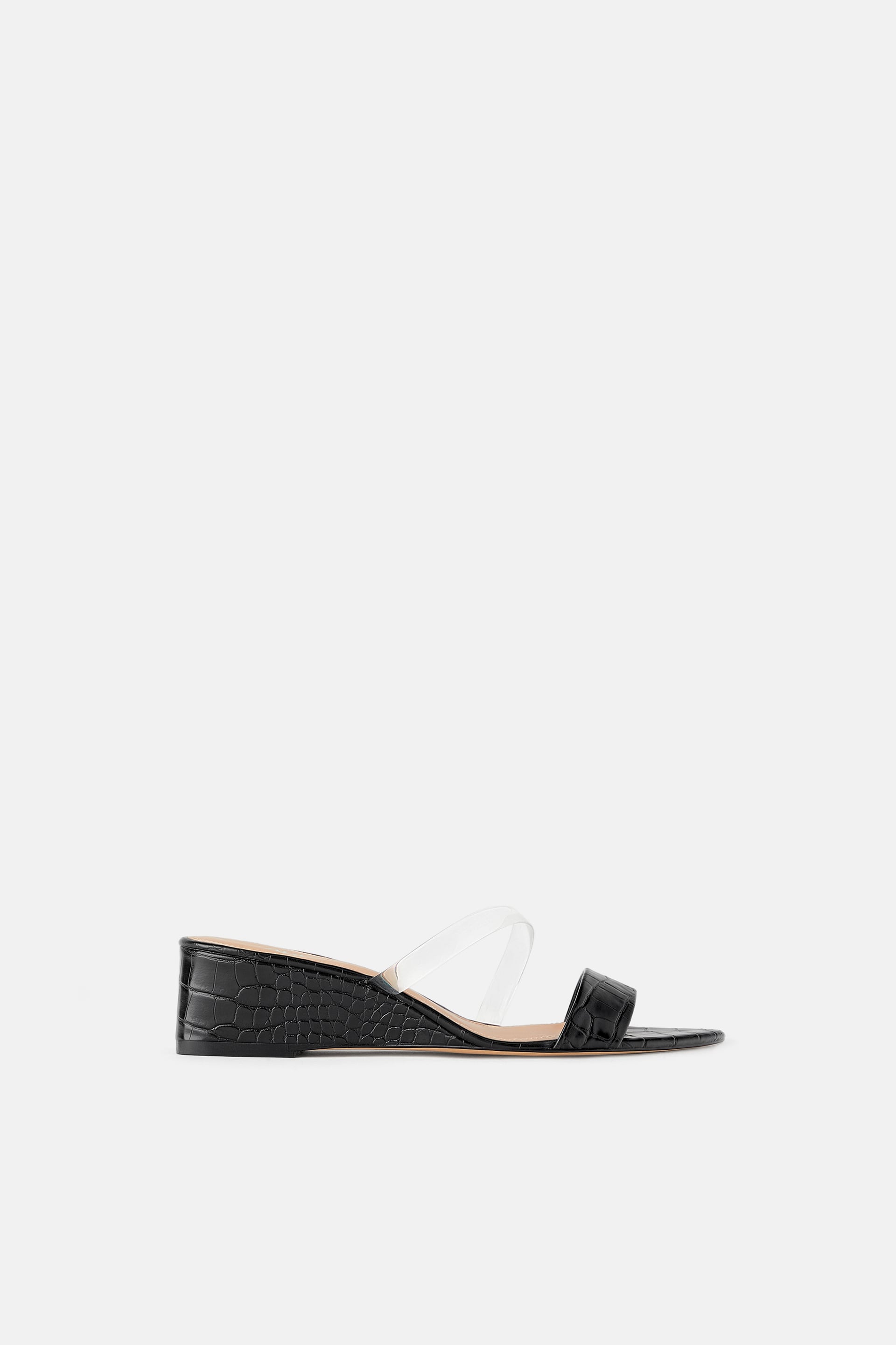 Zara + Animal Embossed Wedges With Vinyl