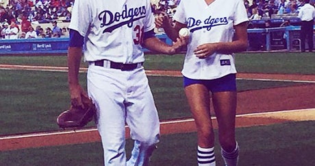 Chrissy Teigen - First Pitch, Dodger Stadium, Drunk