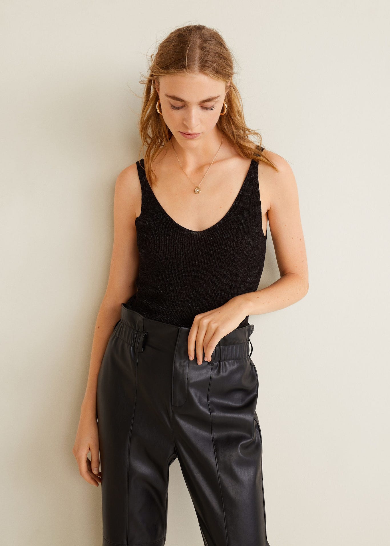 Mango + Metallic Knit Top