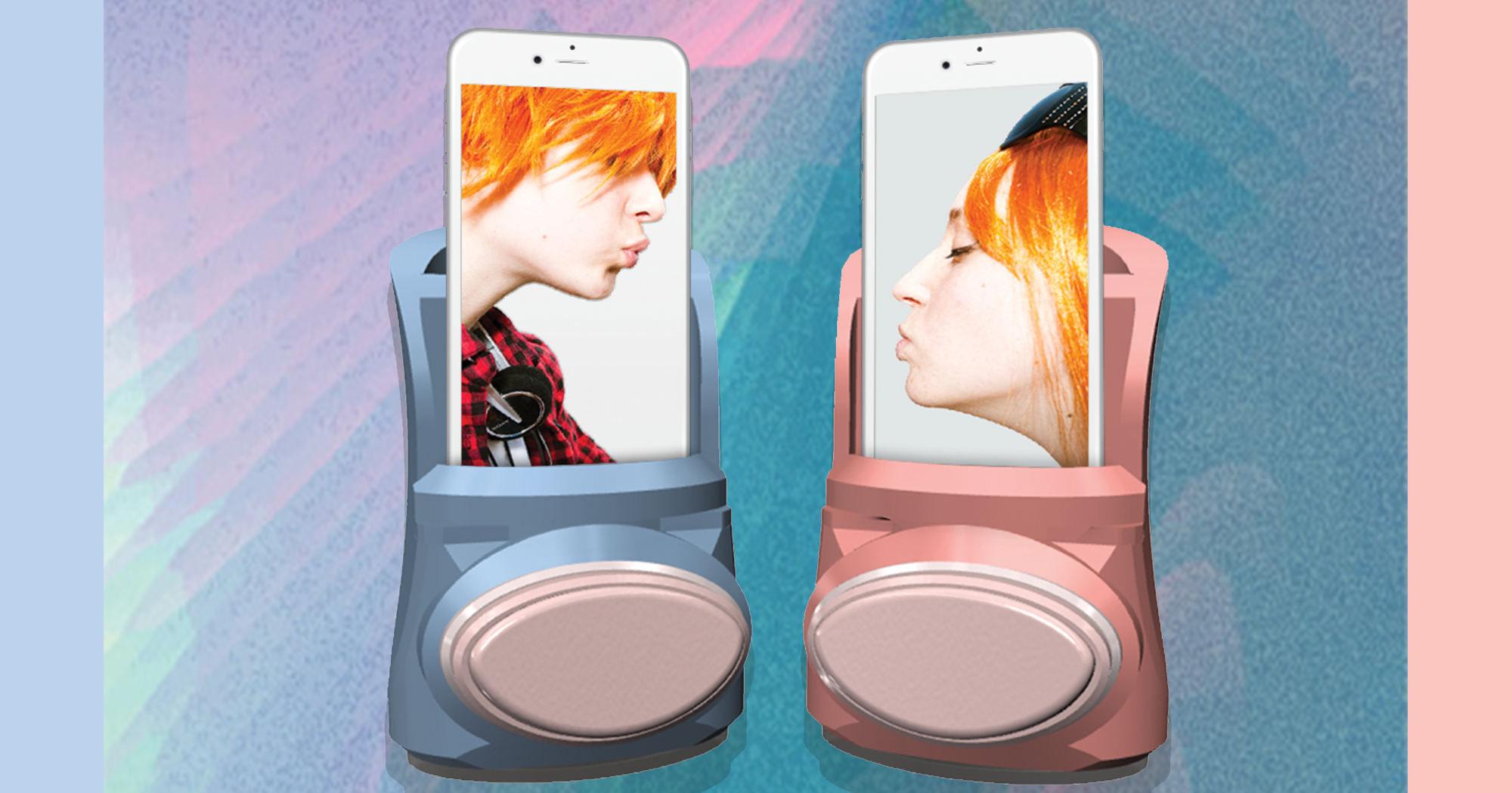 Kissenger Fernbeziehung Kuss Smartphone