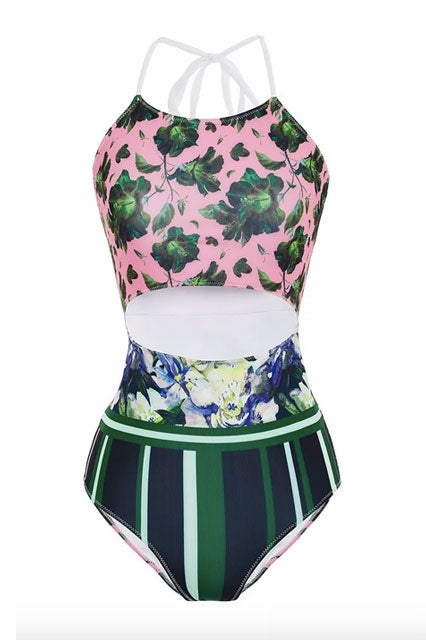 Clover Canyon + Floral Collage Cut Out Swimsuit