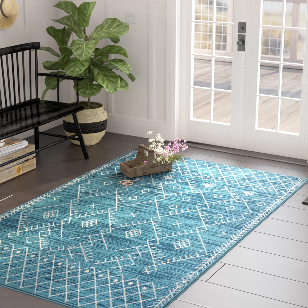 Laurel Foundry + Templeton Ocean Blue Area Rug (5’3” x 7’7”)