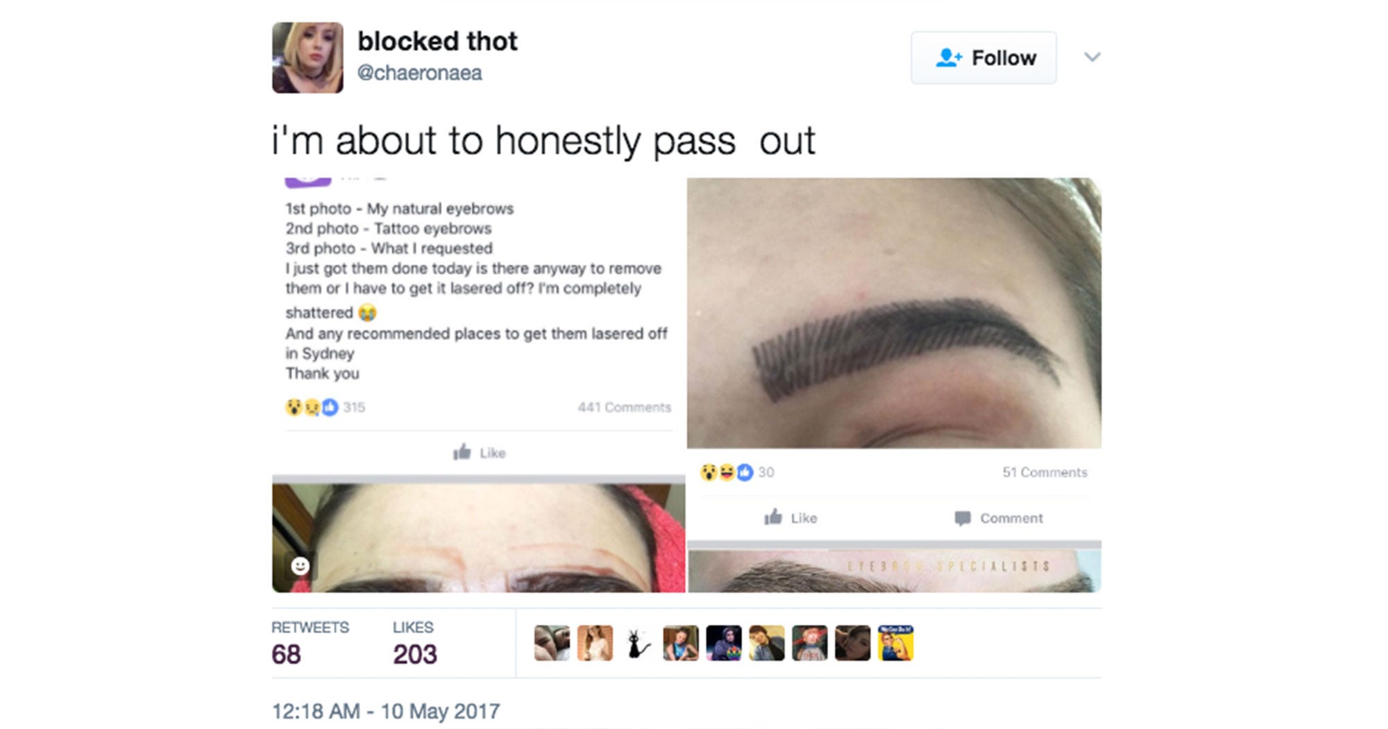 Eyebrow Microblading Horror Story Viral Tweet