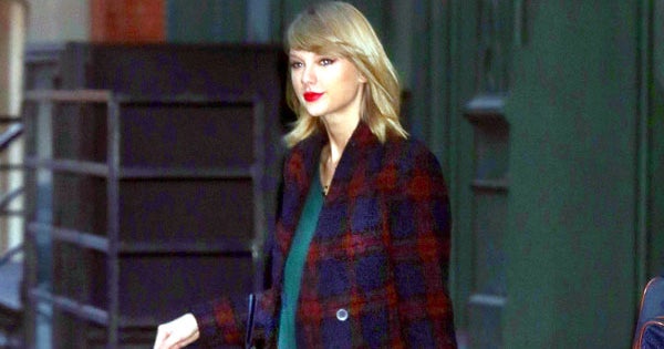 Taylor Swift Plaid Coat Outfit