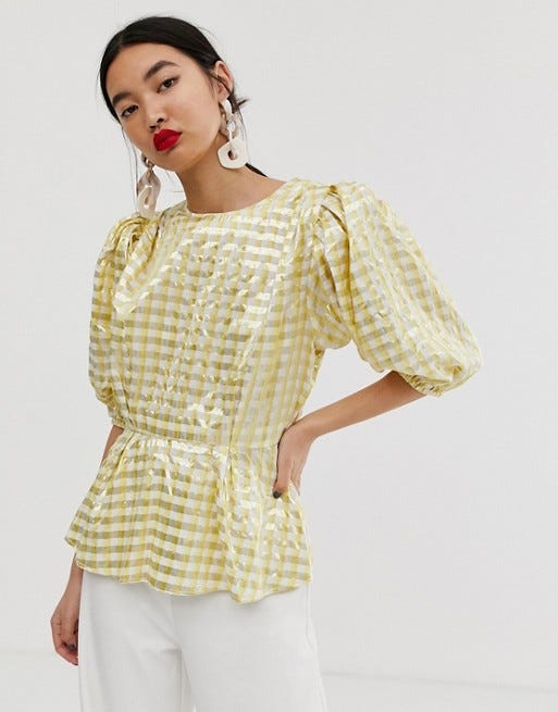 ASOS + Metallic Gingham Top