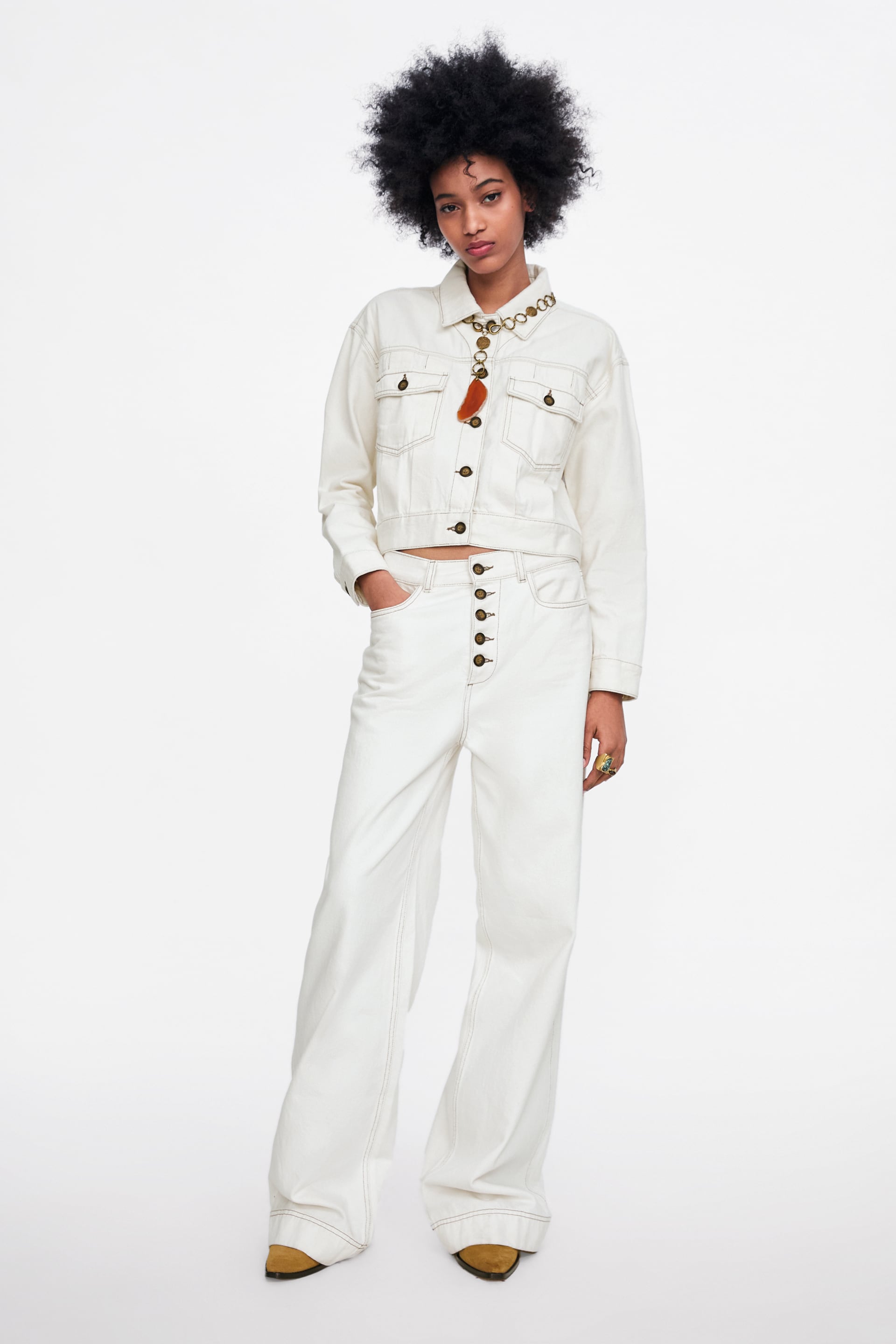 Zara + Cropped Jacket With Contrasting Piping