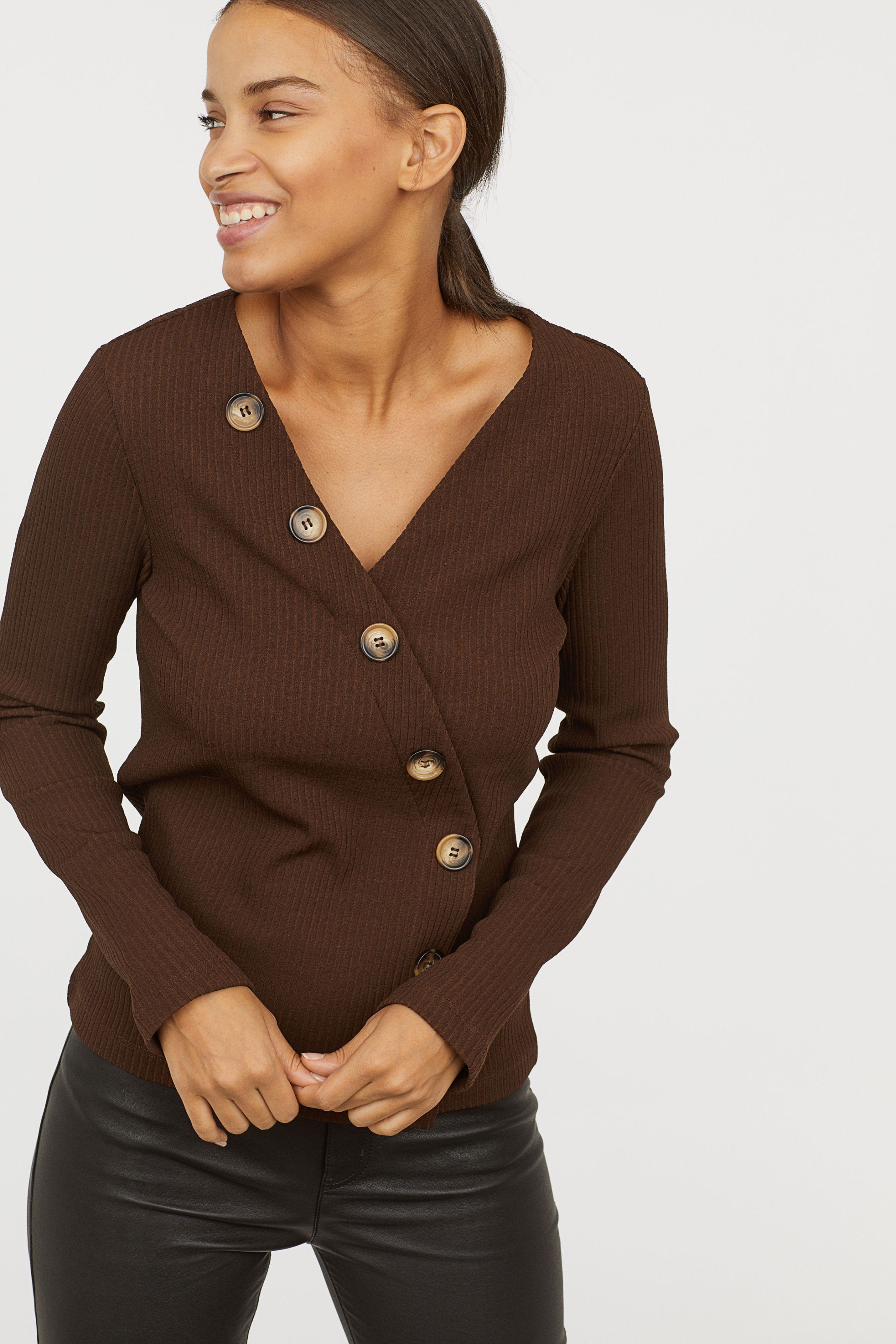 H&M + Ribbed Jersey Top