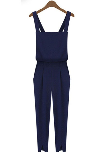 Maykool + Side Pockets Elastic Waist Shift Overalls