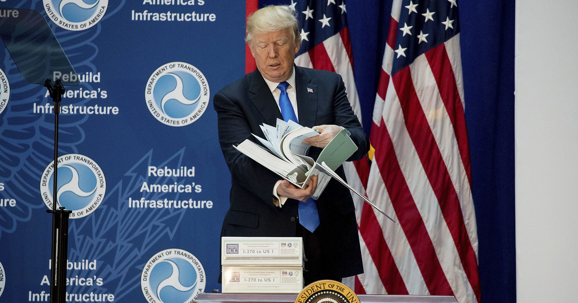 President Trump Loves Stacks Of Papers In Speeches