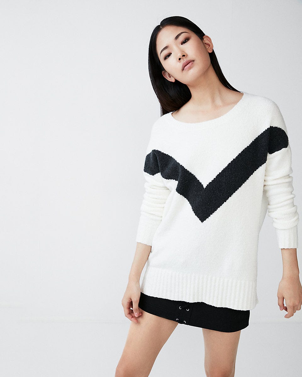 Express + Oversized Chevron Hi-Lo Tunic Sweater