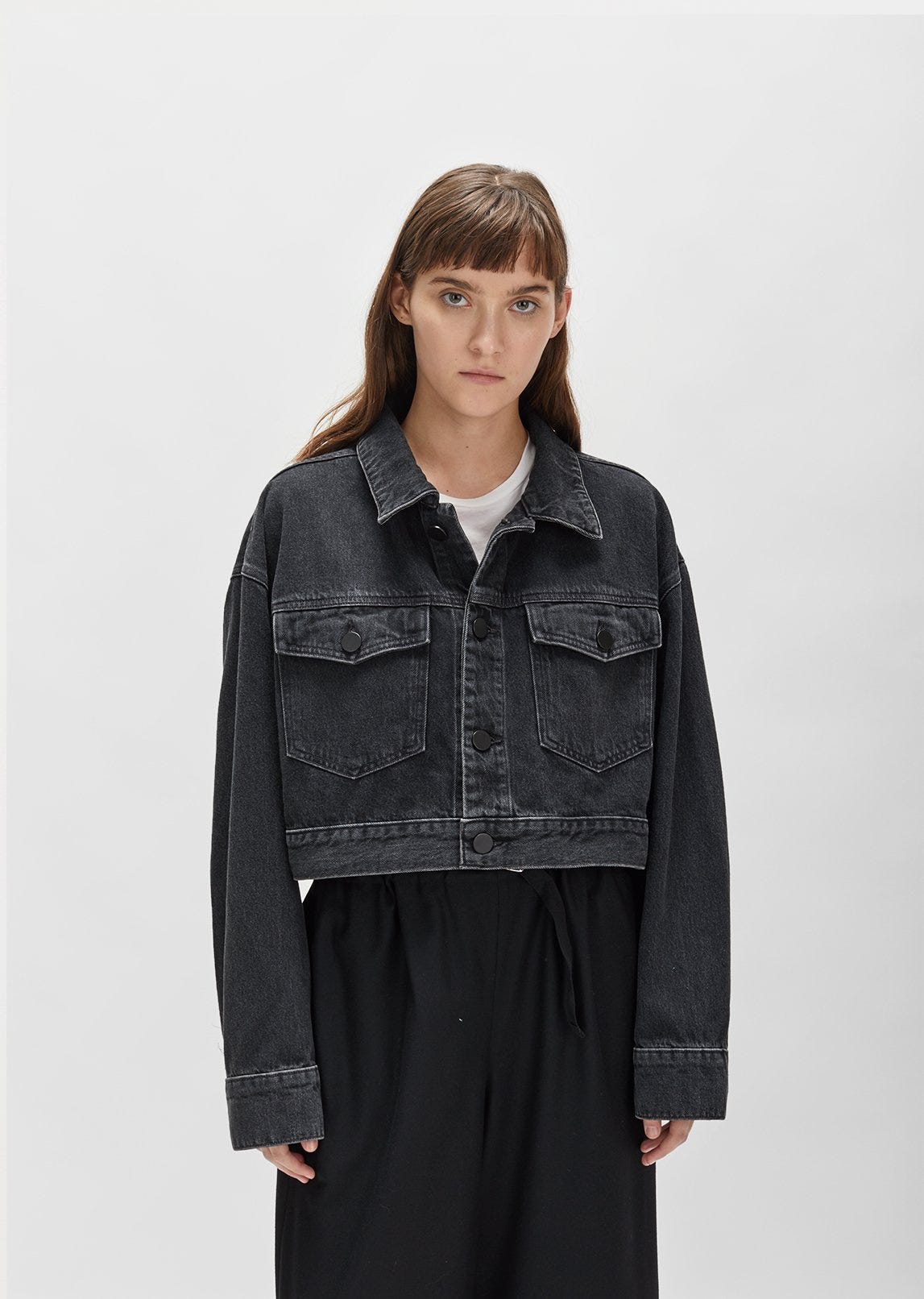 Alexander Wang + Cropped Oversized Denim Jacket