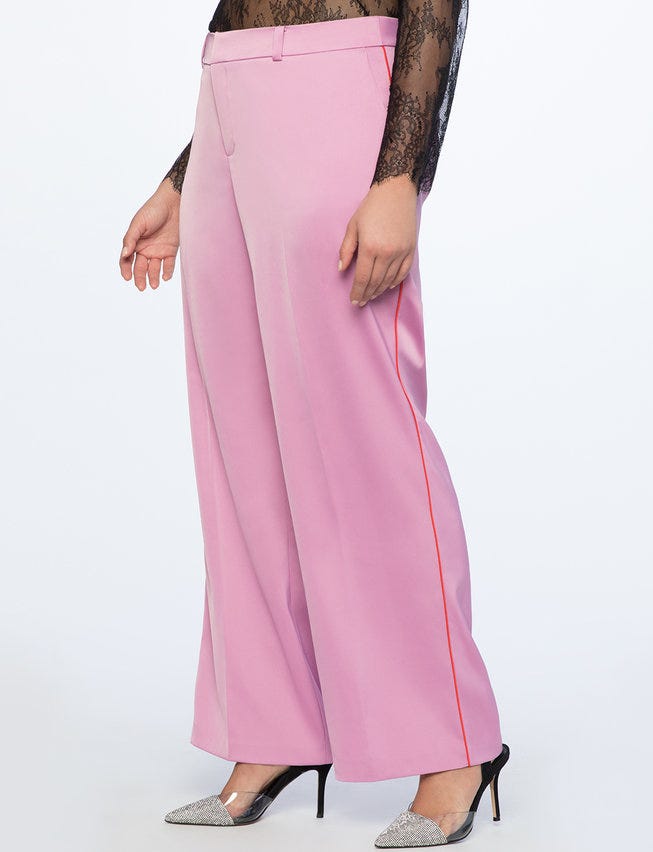 Eloquii + Wide Leg Trouser With Piping
