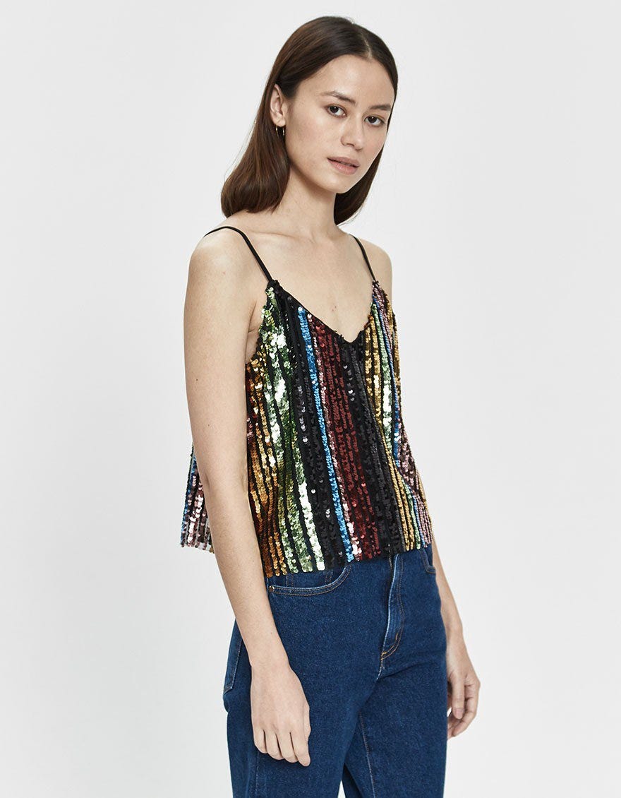 Farrow + Tori V-Neck Sequin Tank