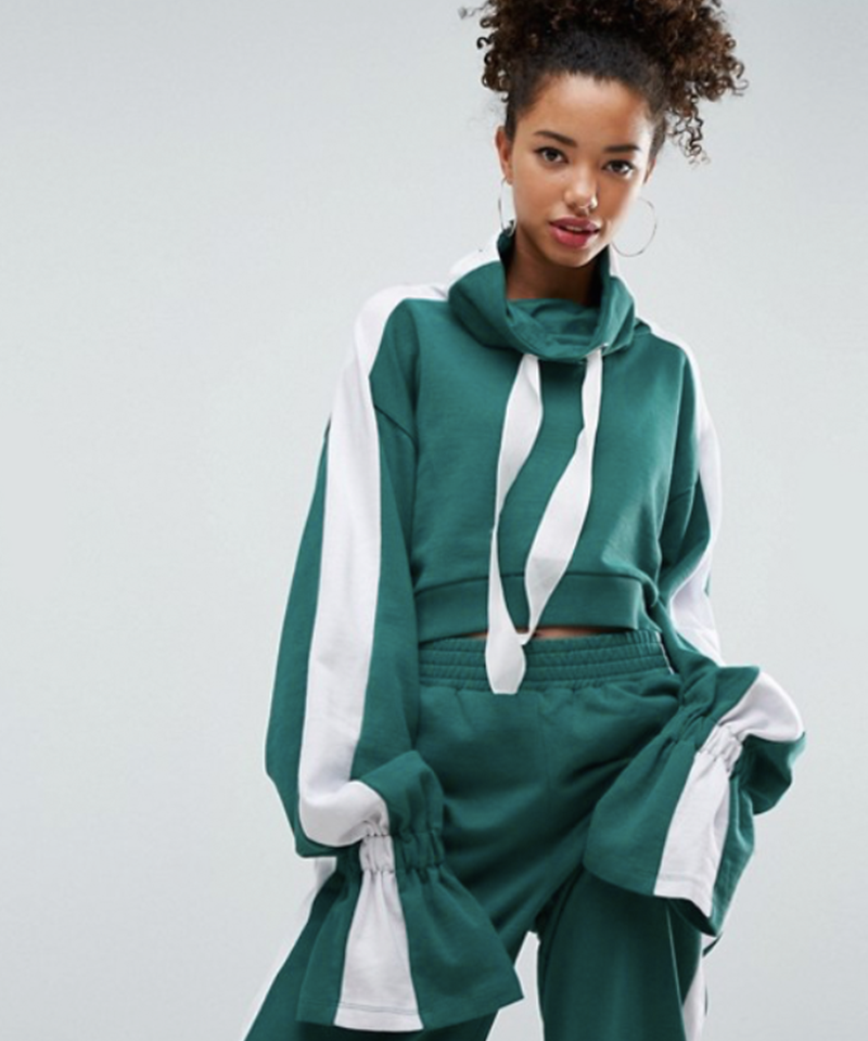 ASOS + ASOS Sweatshirt with Funnel Neck and Flared Cuff