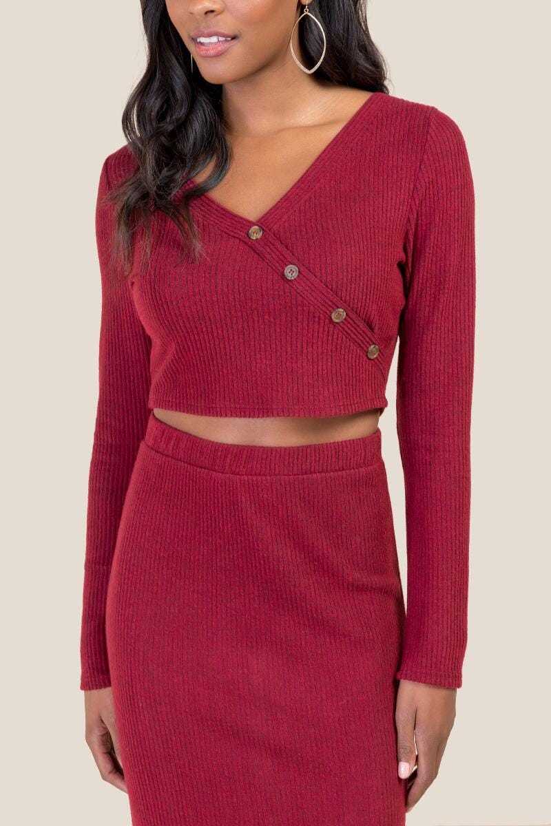 Francesca’s + Emilia Button Front Crop Top