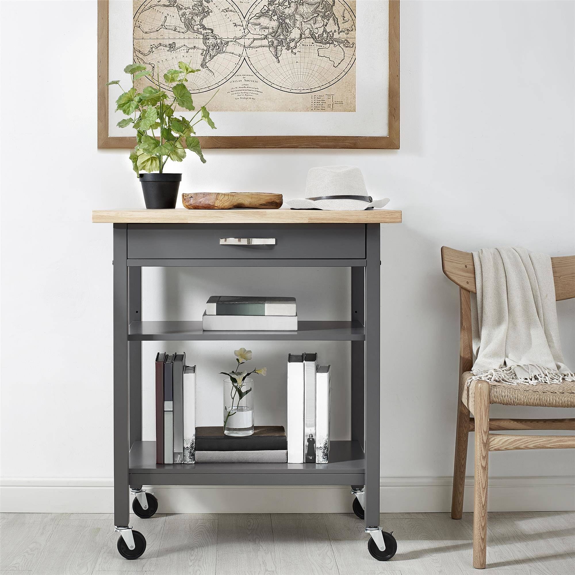 Mainstays + Multifunction Kitchen Cart, Gray