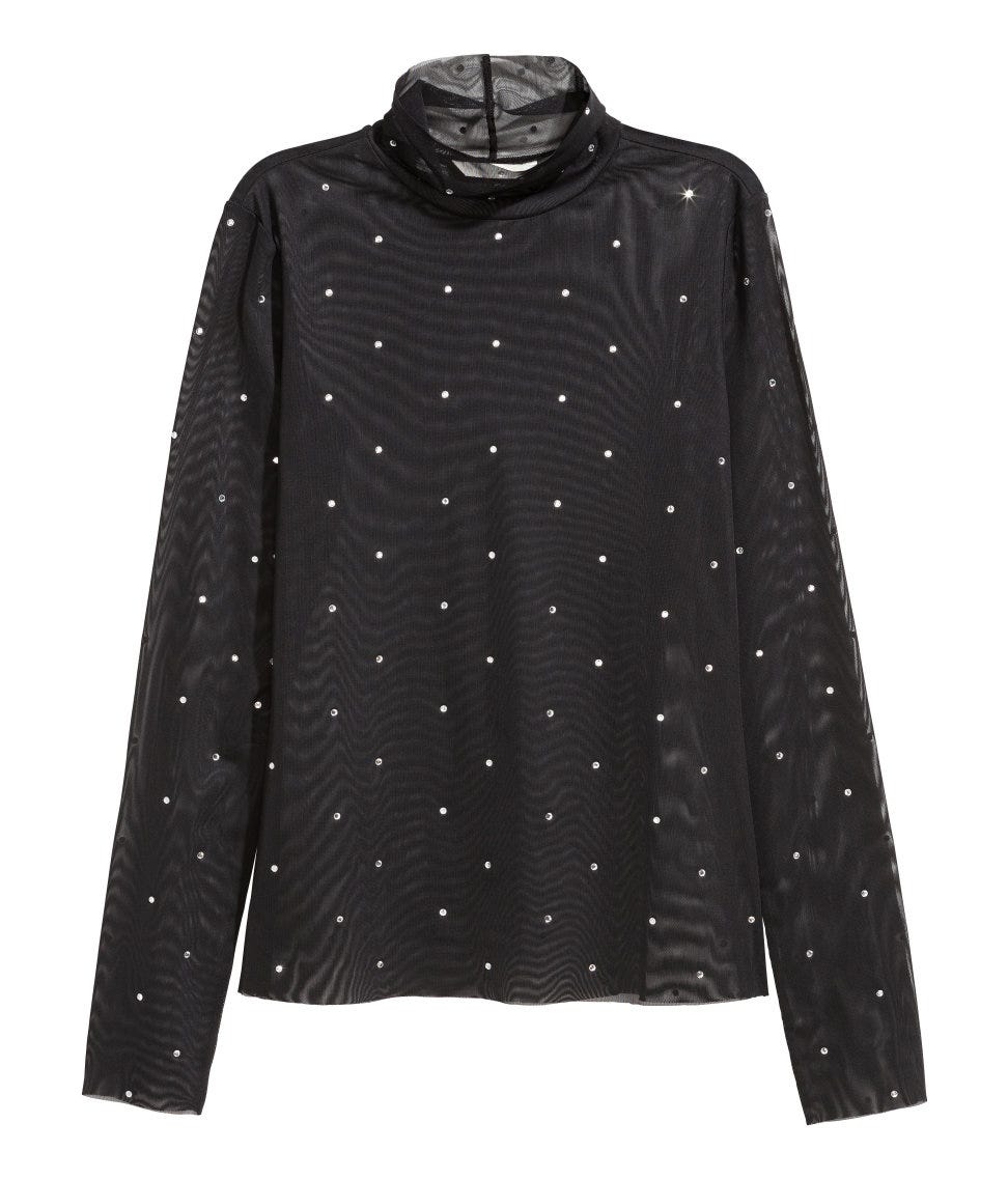 H&M + Mesh Turtleneck Top