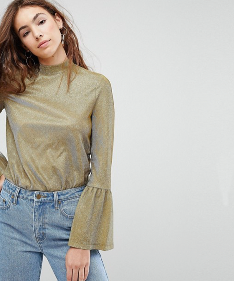 ASOS + Metallic Hi Neck Top
