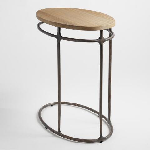 World Market + Wood and Metal Oval Laptop Table