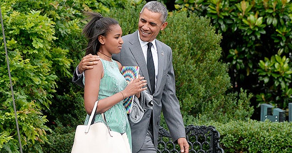 President Barack Obama NYC Daughters Sasha Malia