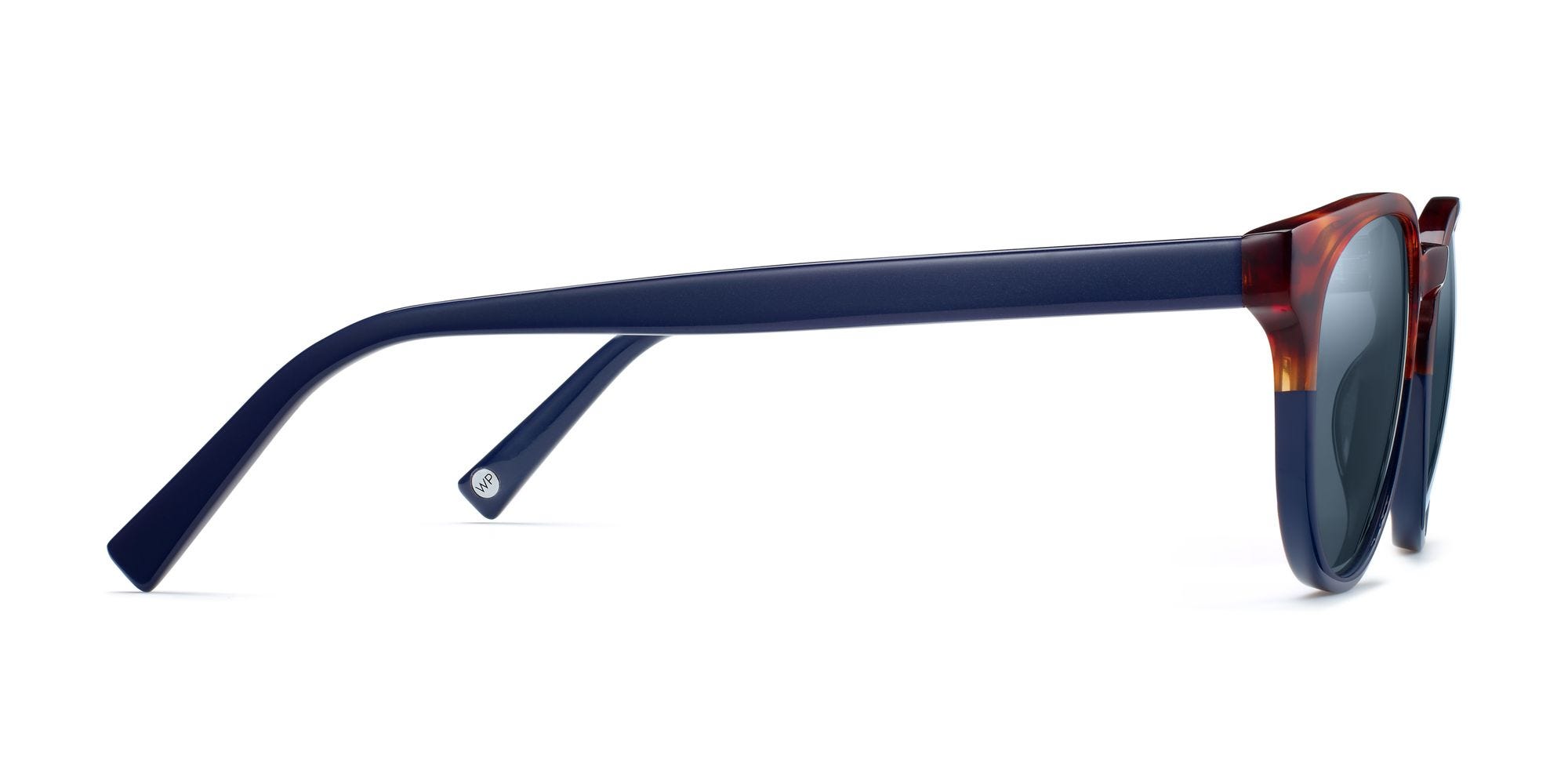 Warby Parker + Midnight Tortoise Fade with Flash Reflective Blue lenses