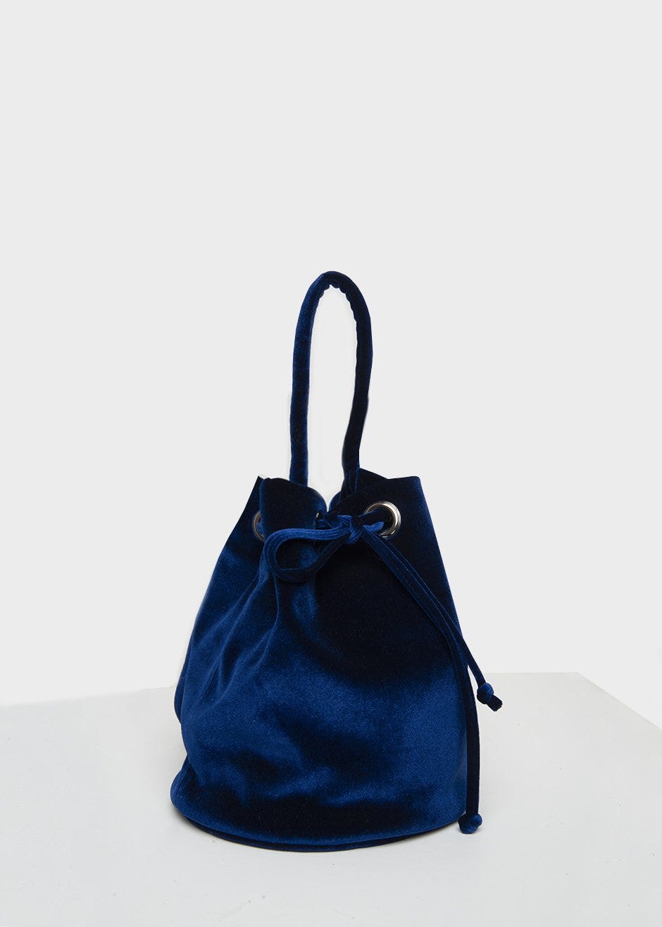 The Frankie Shop + Deep Blue Velvet Bucket Bag