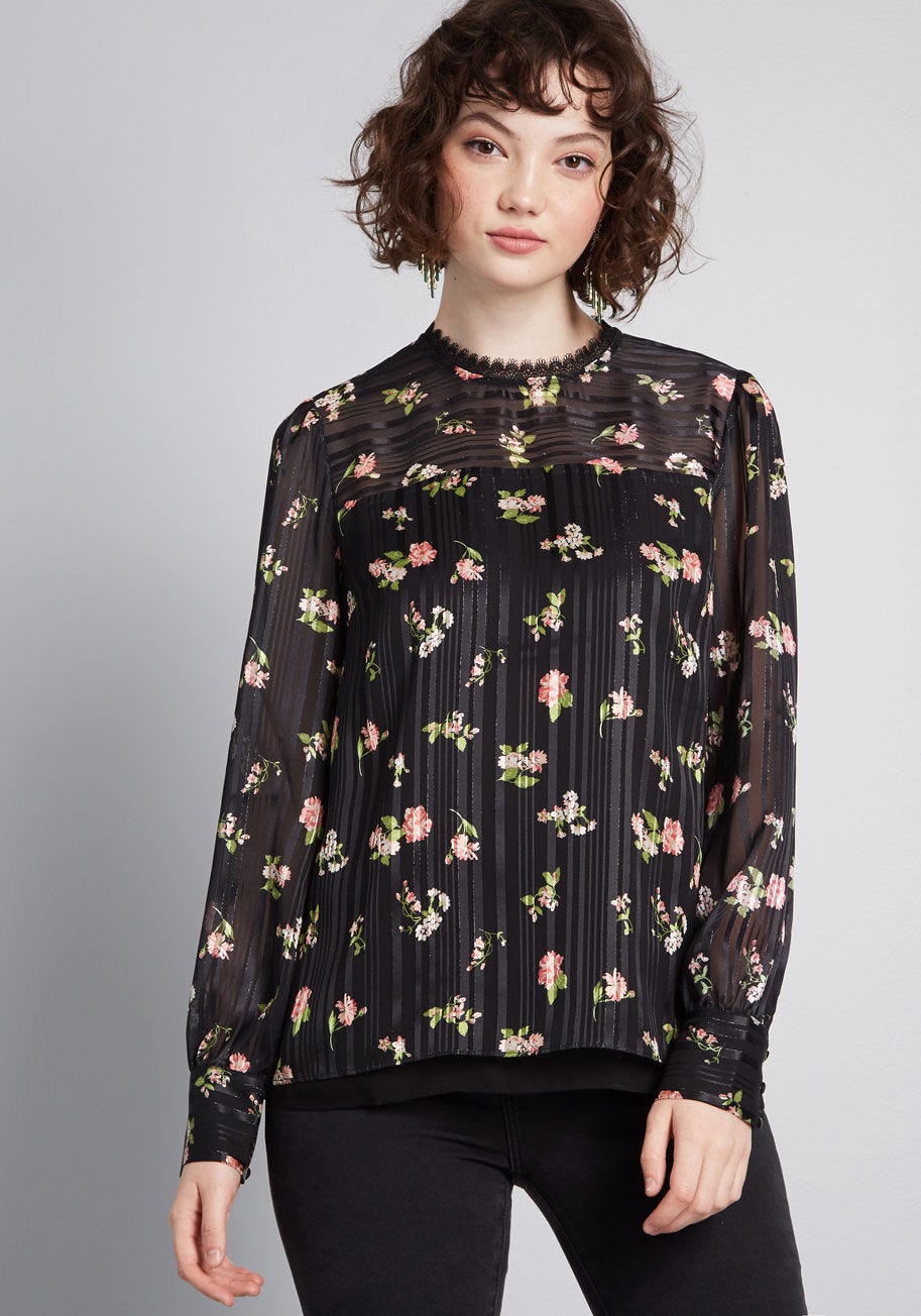 ModCloth + Accentuated Ease Long Sleeve Blouse