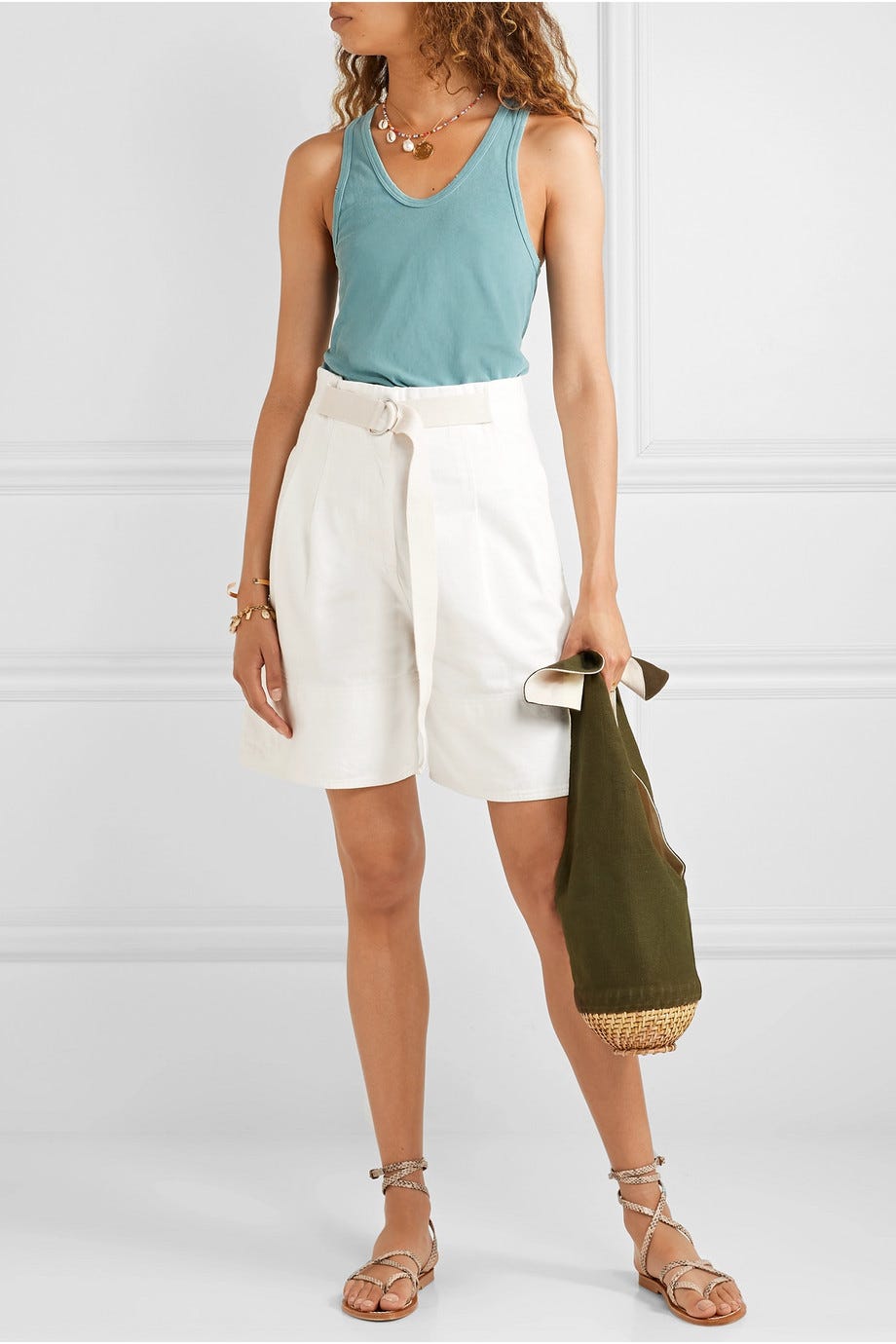 The Great + The Racer Distressed Cotton-Jersey Tank