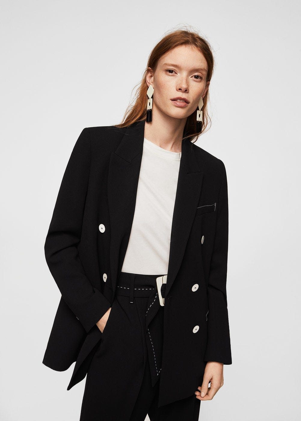 Mango + Contrast Seam Blazer
