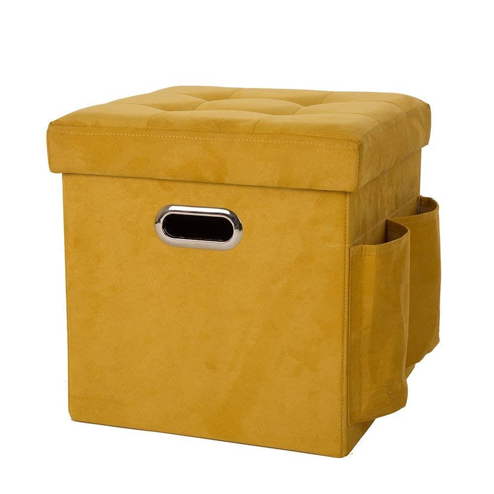 Glitzhome + Glitzhome Foldable Faux Suede Cube Storage Ottoman with ...