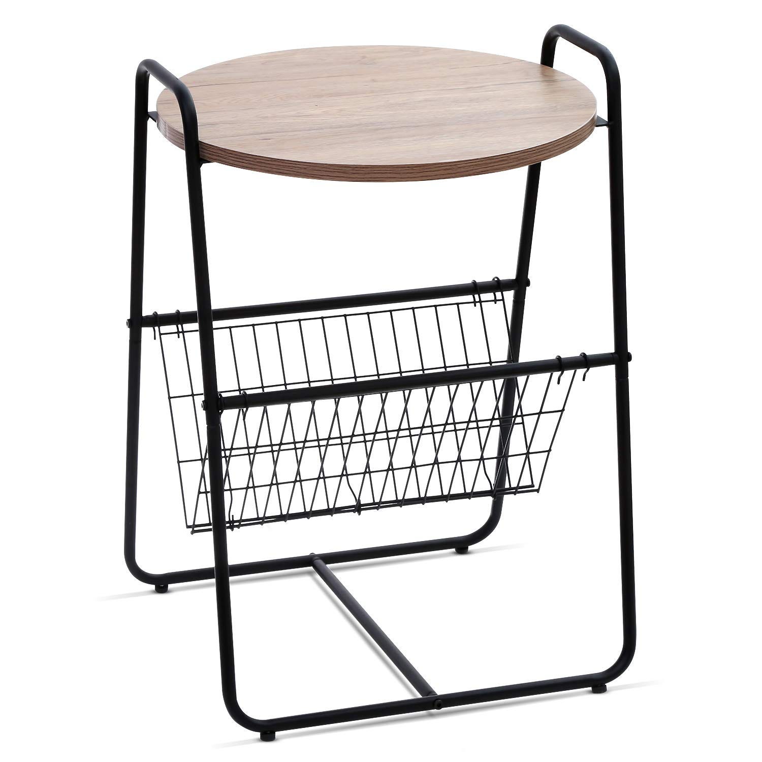 Garwarm + Side Table With Metal Storage Basket