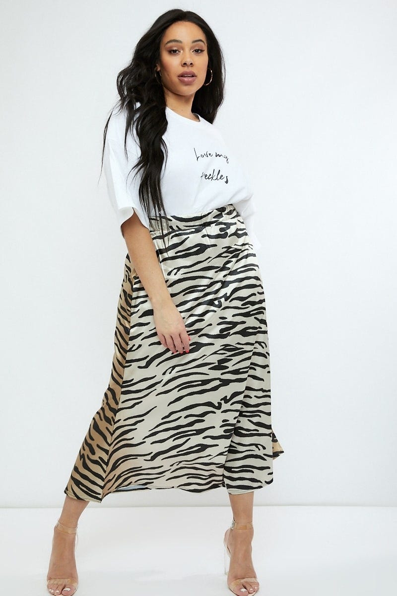 In The Style + Tiger Print Midi Skirt