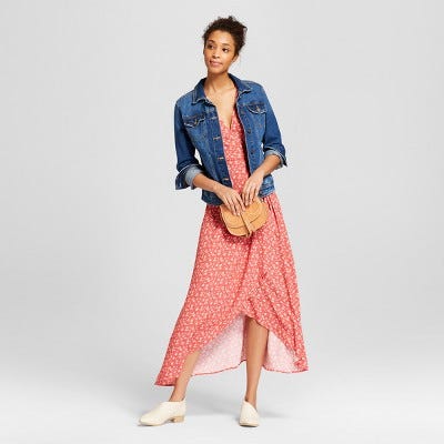 Universal Thread + Wrap Front Floral Midi Dress