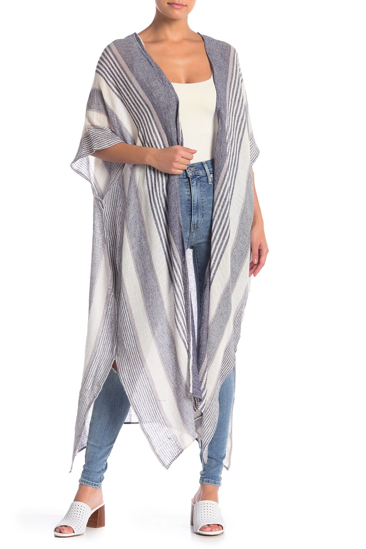 Angie + Stripe Cotton Woven Kimono