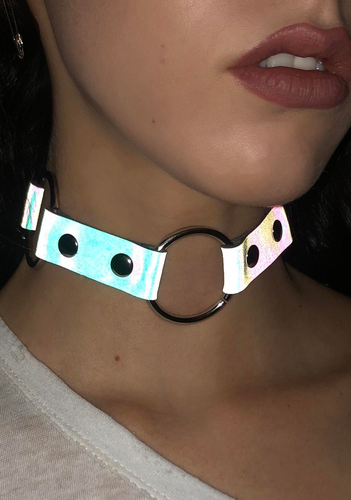 Apatico + Reflective Rainbow Linked Choker Collar