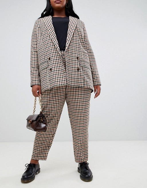 ASOS CURVE + Tailored Heritage Check Pants