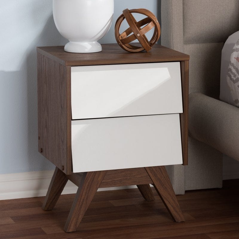 George Oliver + Brydon Wood Storage 2 Drawer Nightstand