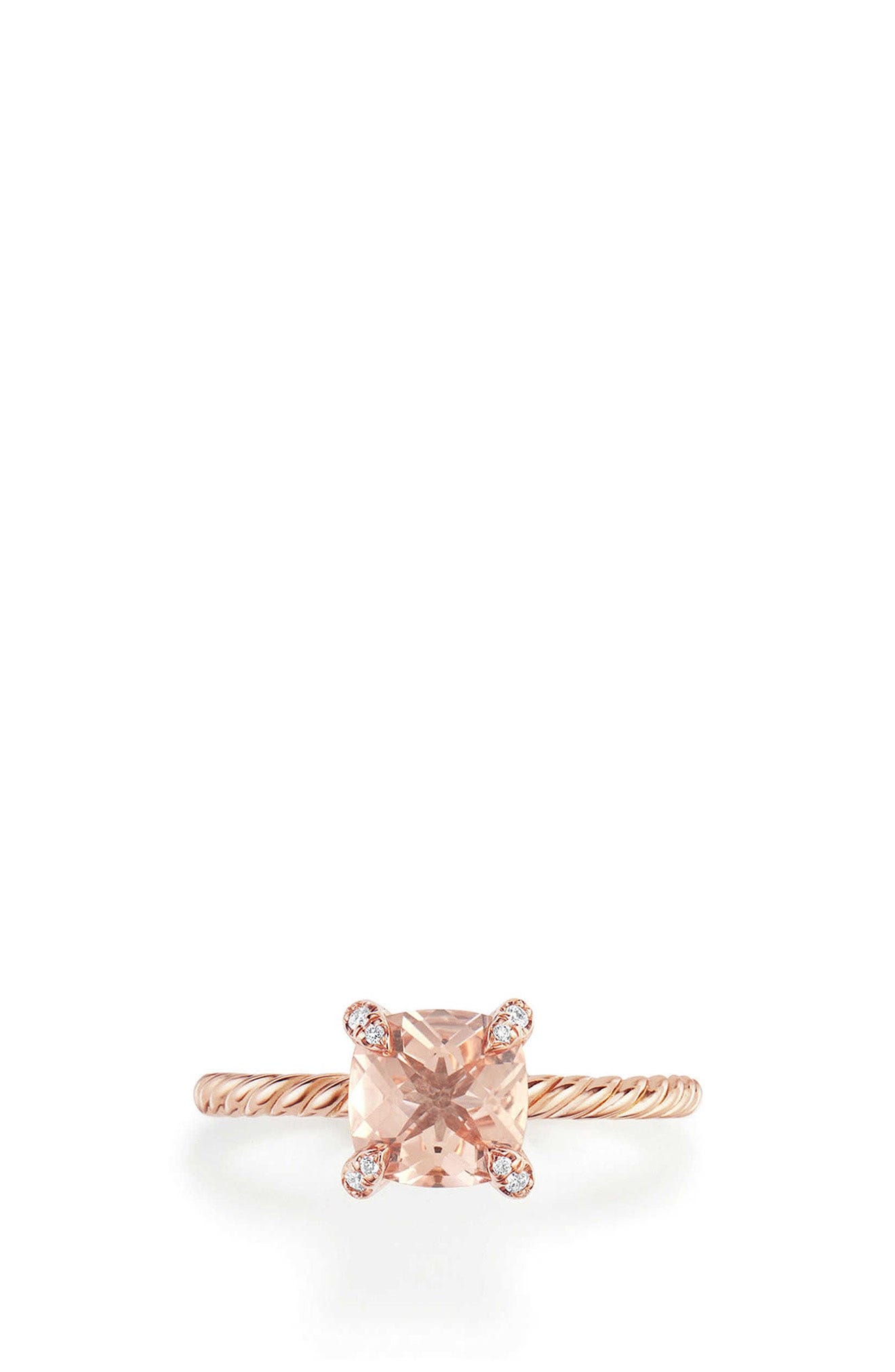 David Yurman + Chatelaine Ring with Morganite and Diamonds in 18K Rose Gold
