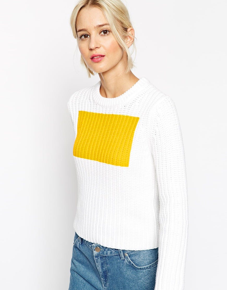 ASOS + White Block Print Cotton Jumper