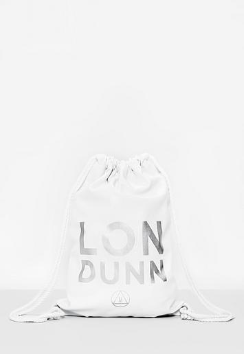 Missguided + Londunn + Missguided White Faux Leather Drawstring Bag