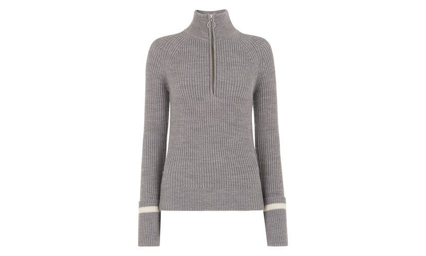 Whistles + Rib Zip Front Chunky Knit