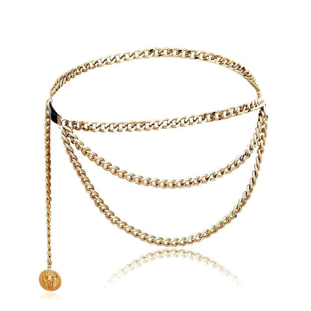 Eoumy + Multilayer Metal Link Chain Waist Belt