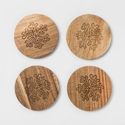 Threshold + Wood Snowflake Coasters