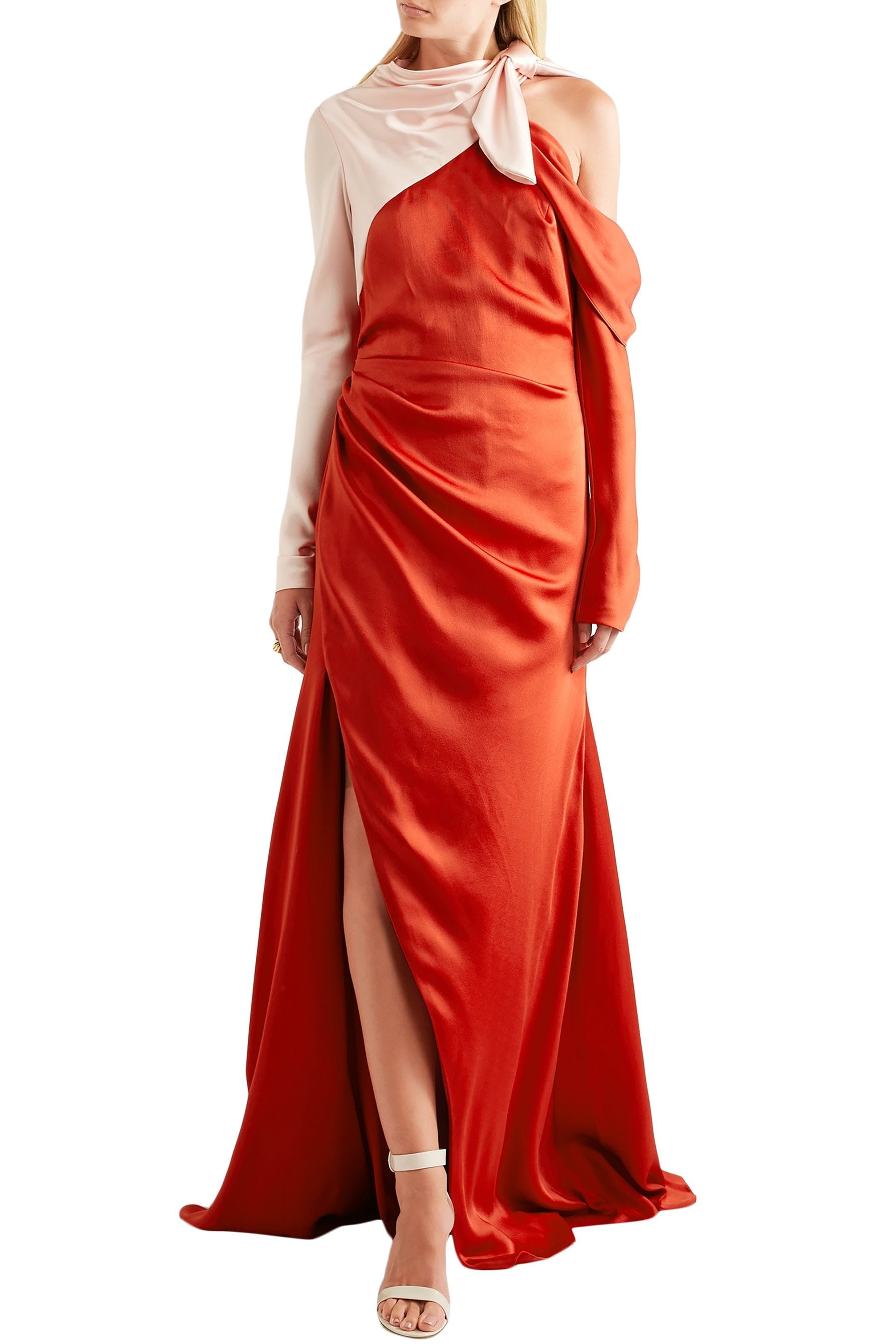 Monse + One-Shoulder Two-Tone Satin Gown